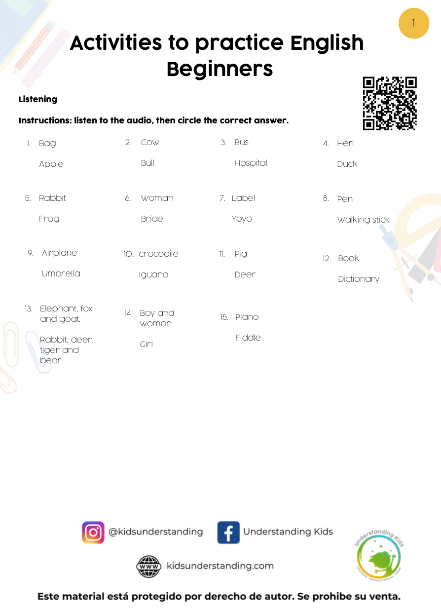 Activities to practice English: Beginners - Understanding Kids